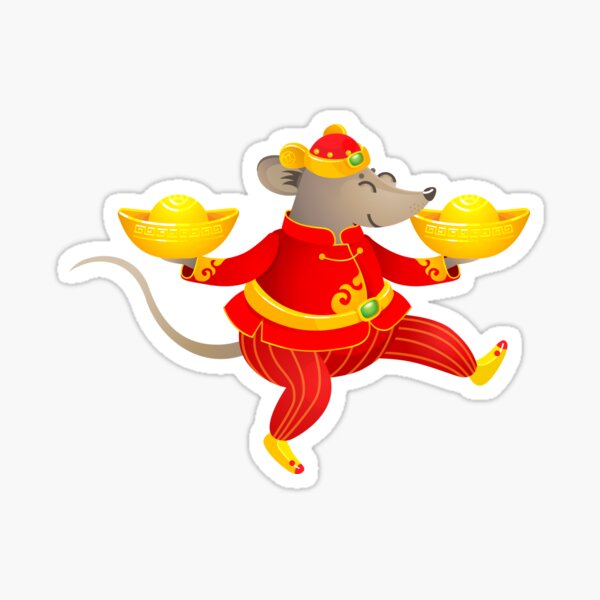 "Mouse in traditional Chinese costume." Sticker for Sale by ...