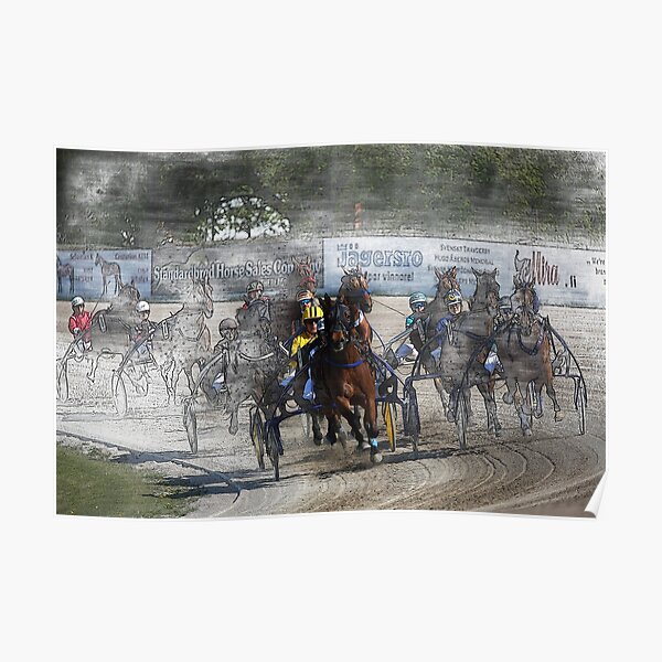 "harness horse cart racing - Pencil, Original" Poster for Sale by ...
