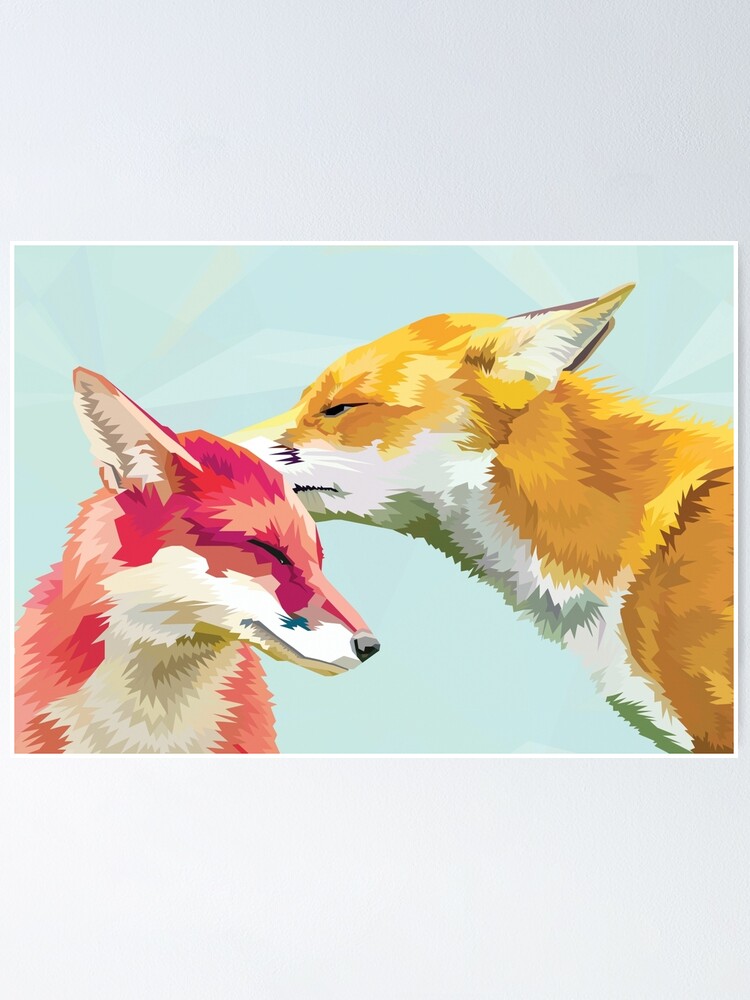 "Fox Kiss" Poster for Sale by Pixedillo | Redbubble