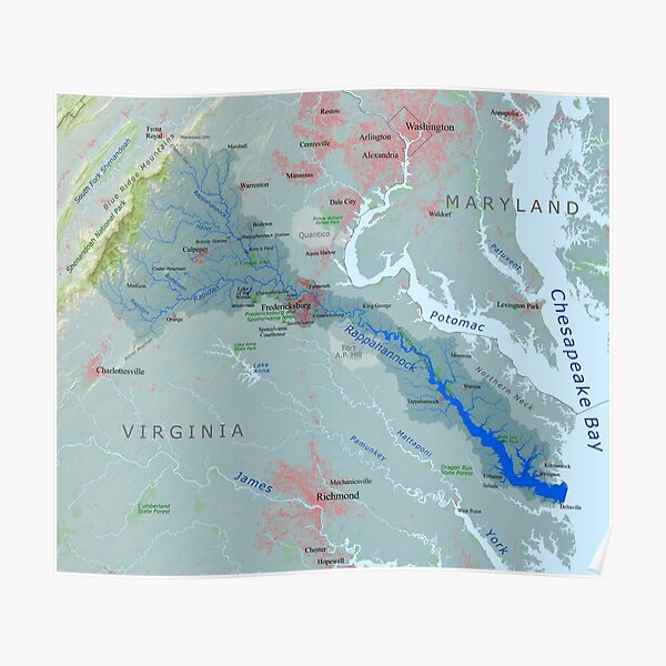 "Rappahannock River Watershed Map" Poster by kmusser | Redbubble