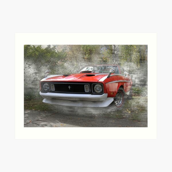 "Ford Mustang - Red Mustang, Pencil" Art Print by hottehue | Redbubble