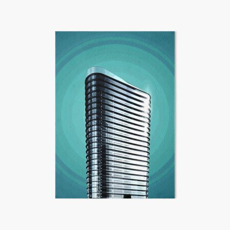 "80s Synthwave Hotel Tower Blue Sky | Oil Painting Render" Art Board ...