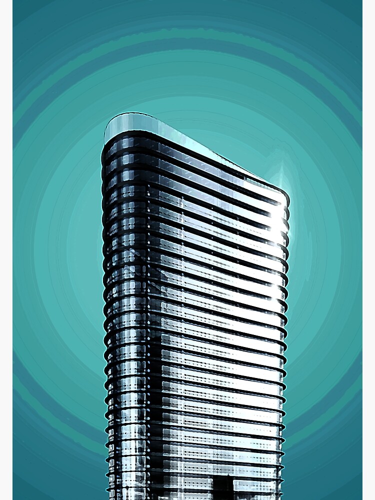 "80s Synthwave Hotel Tower Blue Sky | Oil Painting Render" Photographic ...