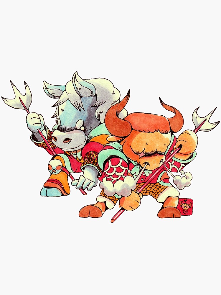 Pegatina «Cabeza de buey + cara de caballo Guardianes del inframundo ...