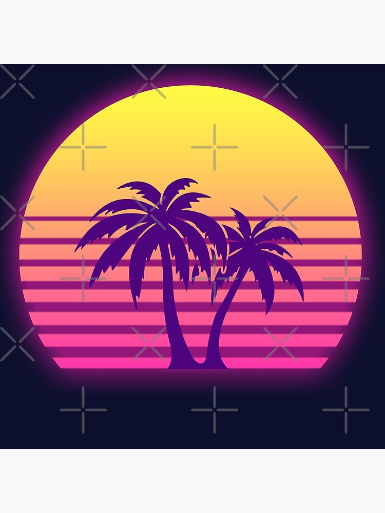 "Synthwave Sun Palm Trees" Metal Print for Sale by christopper | Redbubble
