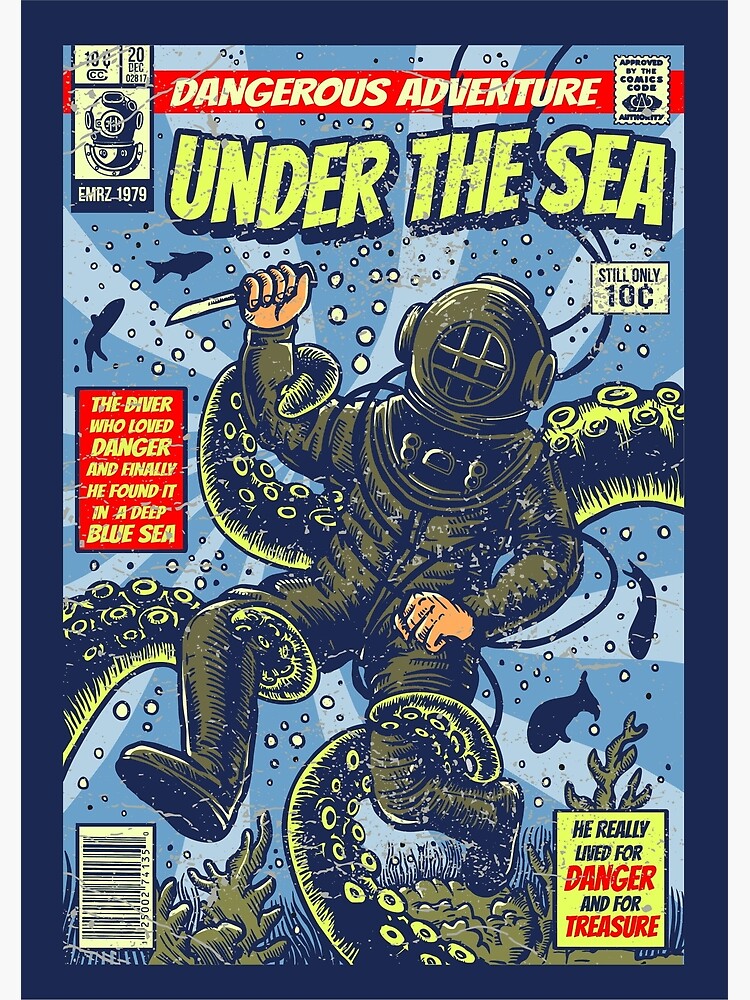 "Under The Sea Diver Comic" Art Print by chrismick42 | Redbubble