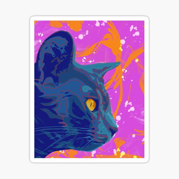 "Electric Cat" Sticker for Sale by Rockwoodarts | Redbubble