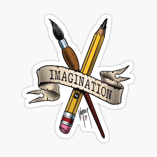 "Pencil & Brush, Imagination" Sticker for Sale by Steve-Varner | Redbubble