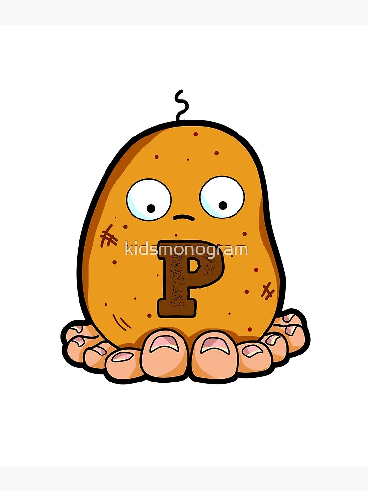 "Alphabet Letter P Cute Potato With Pota-toes " Canvas Print for Sale ...