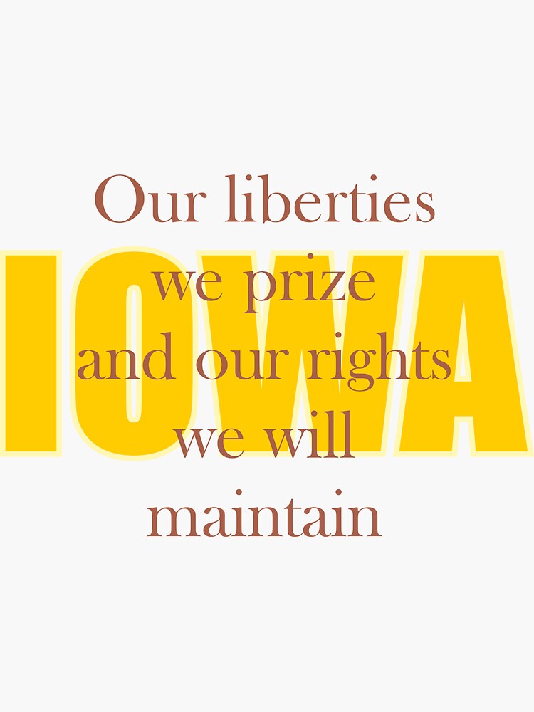 "State of Iowa, Motto of Iowa" Sticker for Sale by oleo79 | Redbubble