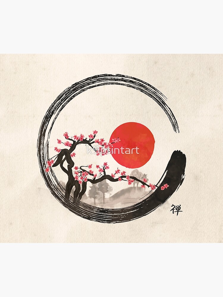 "Zen Enso Circle and Sakura Tree " Throw Blanket for Sale by k9printart | Redbubble