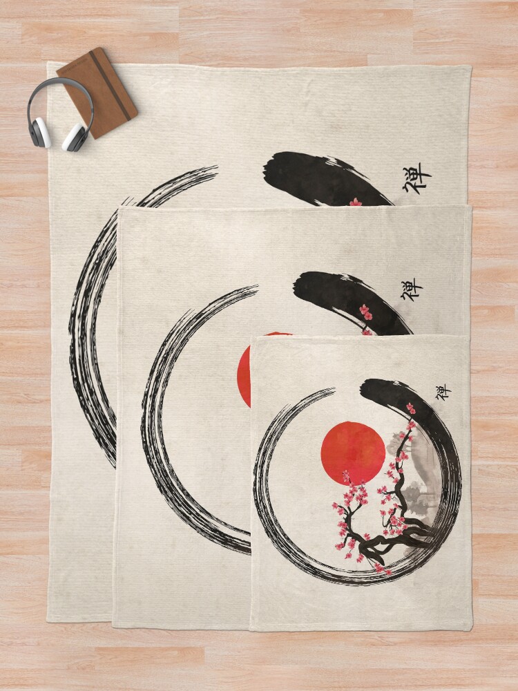"Zen Enso Circle and Sakura Tree " Throw Blanket for Sale by k9printart | Redbubble