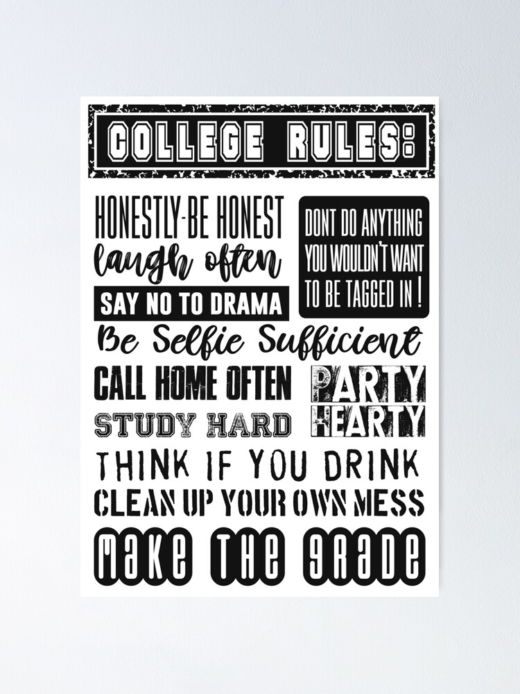 "College Rules Sayings University Life Student Humor Clever Fun Cute ...
