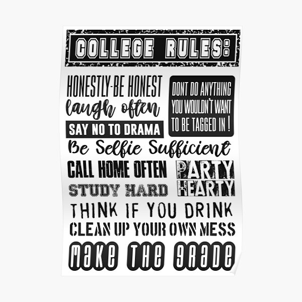 "College Rules Sayings University Life Student Humor Clever Fun Cute ...