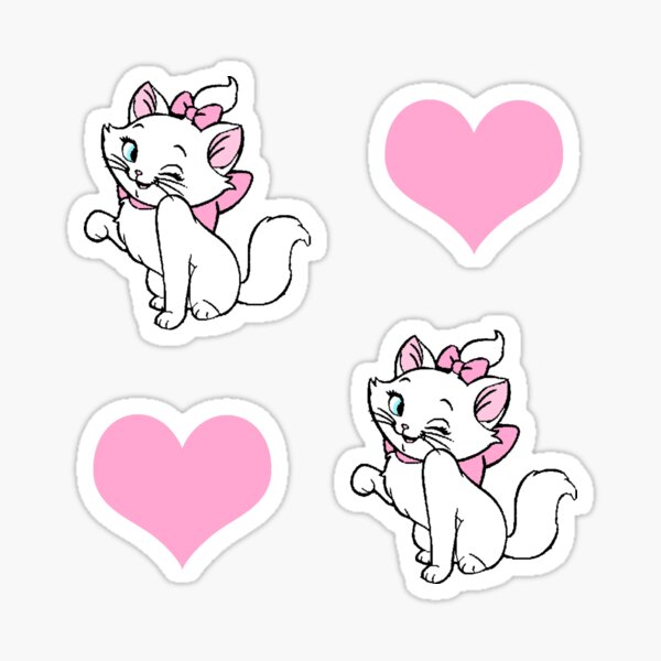 "cute kitty and heart" Sticker for Sale by Narniax | Redbubble