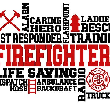 "Firefighter Word Art" Sticker for Sale by Deestylistic | Redbubble