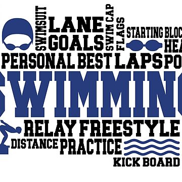 "Swimming Word Art" Sticker for Sale by Deestylistic | Redbubble