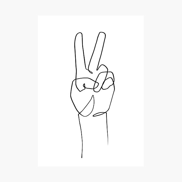 "Peace Sign Hand - One Line Art" Photographic Print for Sale by ...