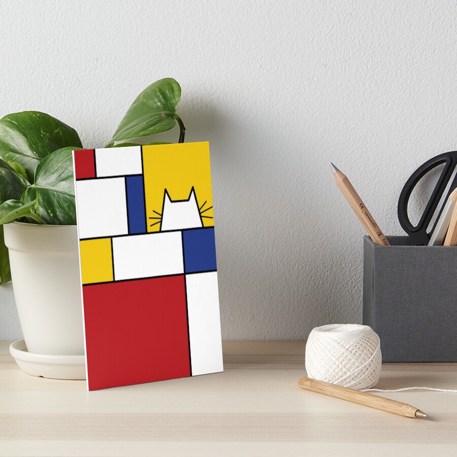 "Piet Mondrian Art Cat Geometric Simple Polychromatic Design" Art Board ...
