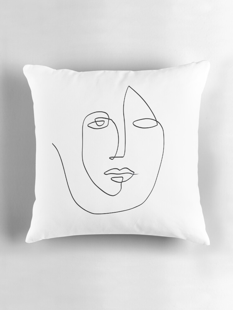 "Abstract Face - One Line Art" Pillow for Sale by TheRedFinch | Redbubble