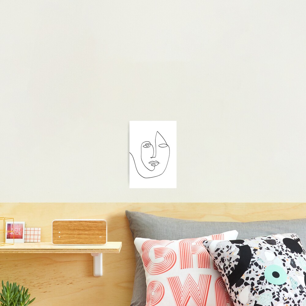 Abstract Face One Line Art Photographic Print For Sale By
