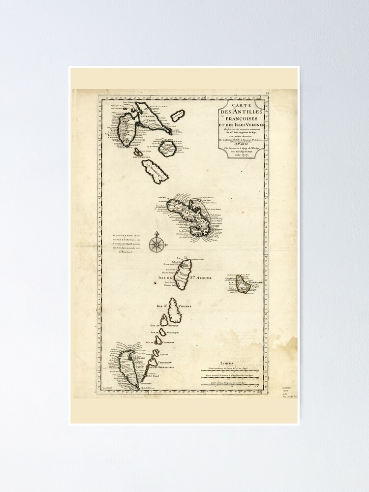 "Map of the Lesser Antilles (1718)" Poster for Sale by allhistory ...