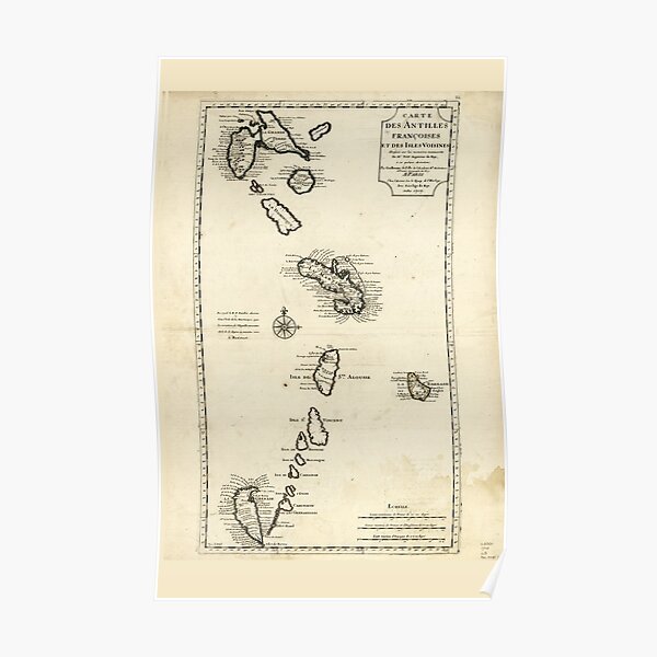 "Map of the Lesser Antilles (1718)" Poster for Sale by allhistory ...