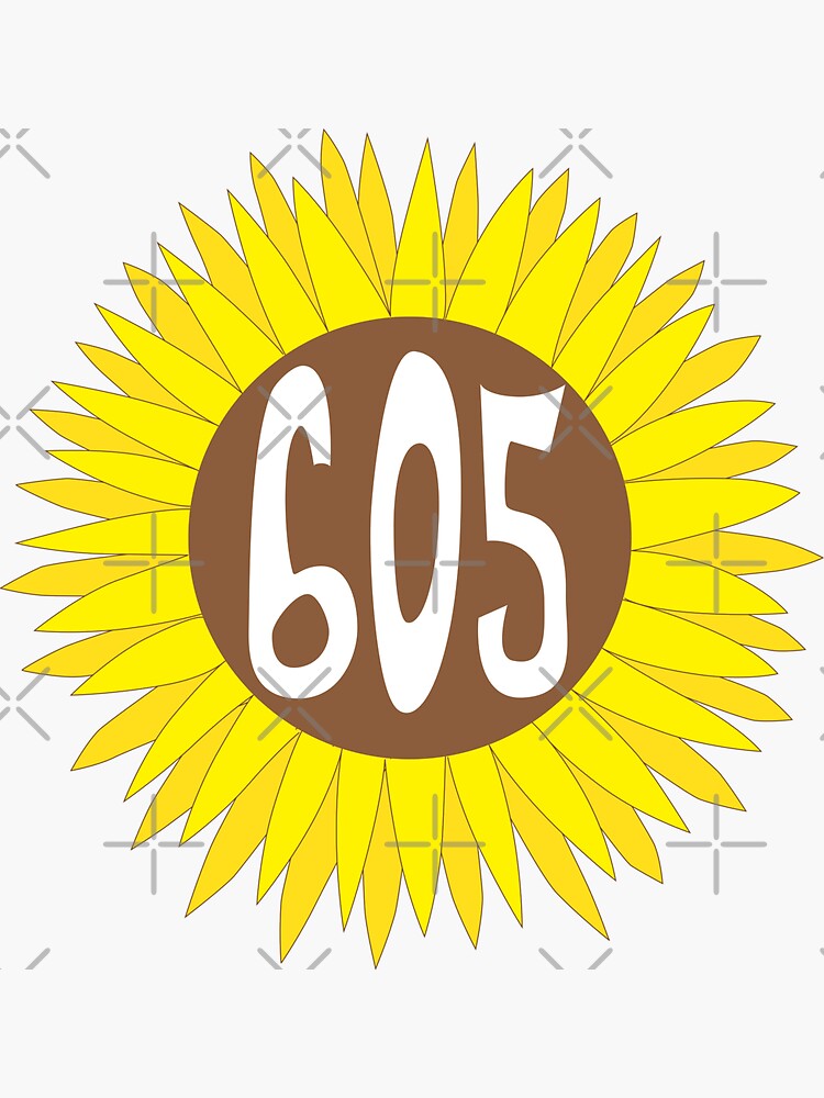 "Hand Drawn South Dakota Sunflower 605 Area Code" Sticker by itsrturn ...