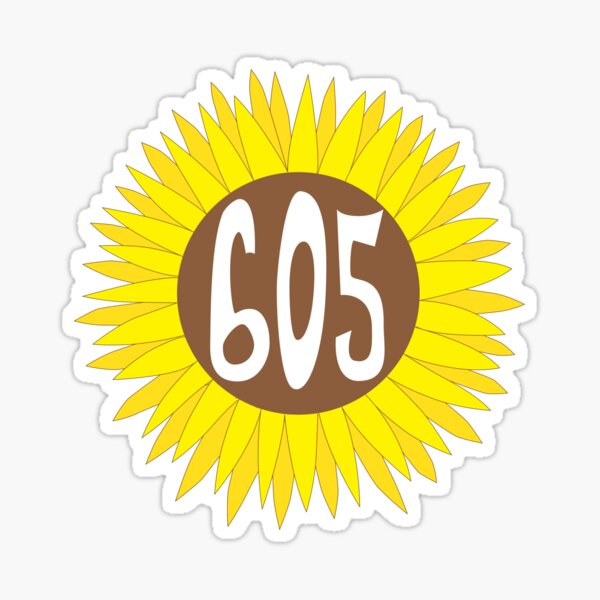 "Hand Drawn South Dakota Sunflower 605 Area Code" Sticker by itsrturn ...