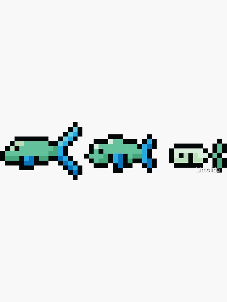 "Cute 8 bit tiny neo mint green fish vector illustration. " Sticker by ...
