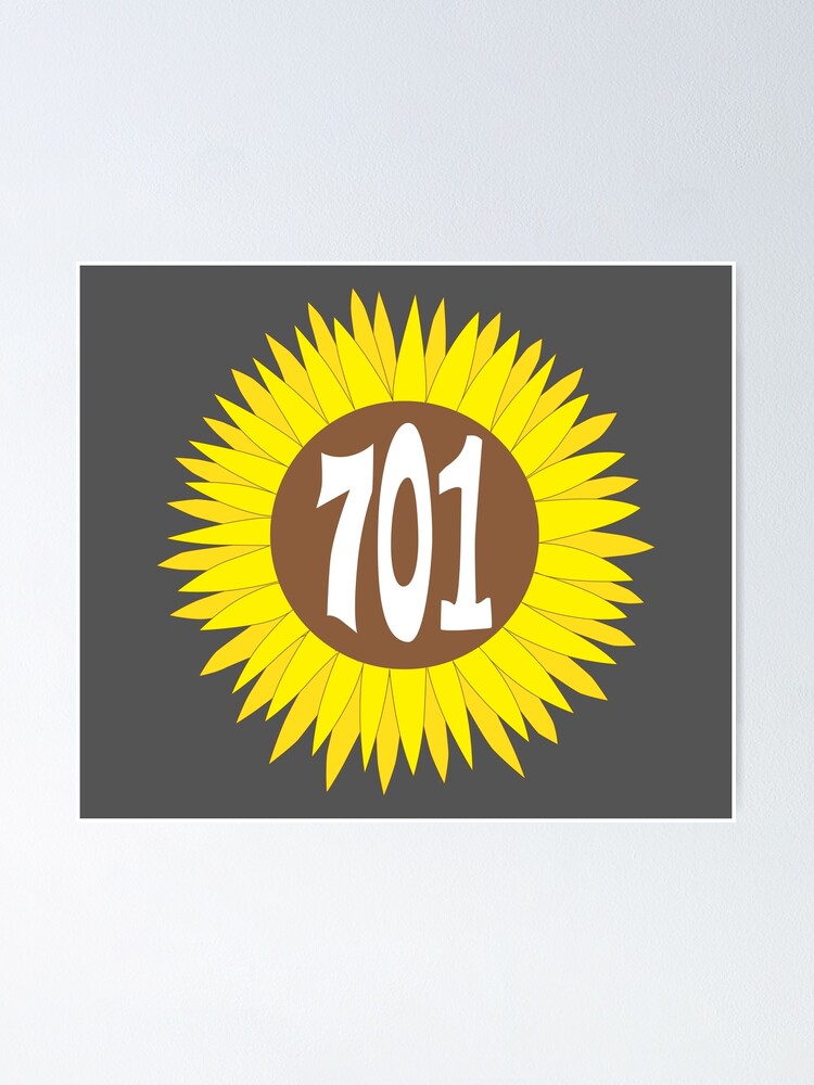 "Hand Drawn North Dakota Sunflower 701 Area Code" Poster by itsrturn ...