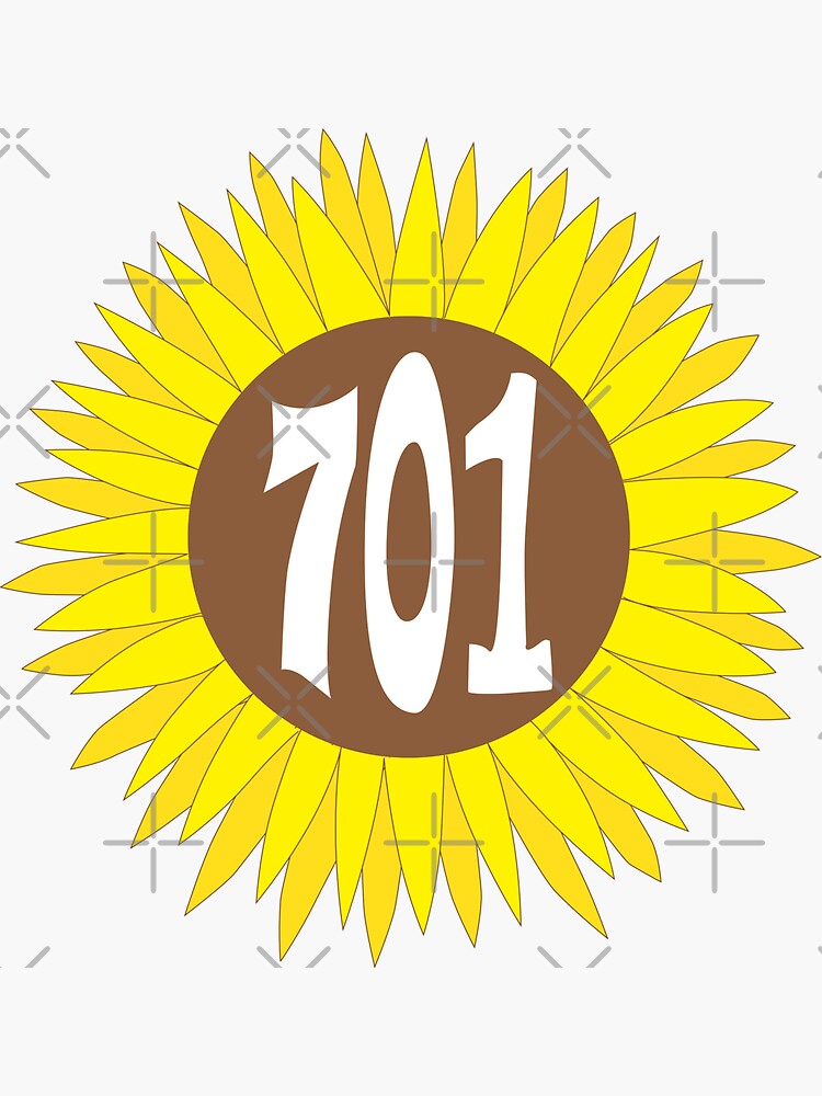 "Hand Drawn North Dakota Sunflower 701 Area Code" Sticker for Sale by ...