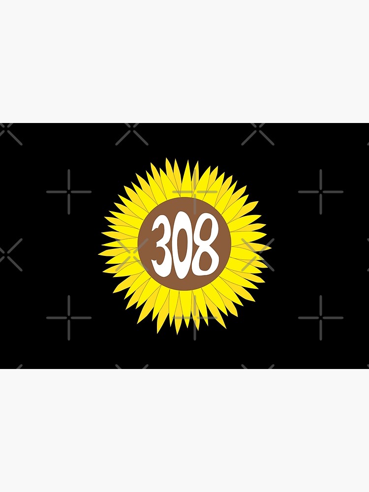 "Hand Drawn Nebraska Sunflower 308 Area Code" Bath Mat for Sale by ...