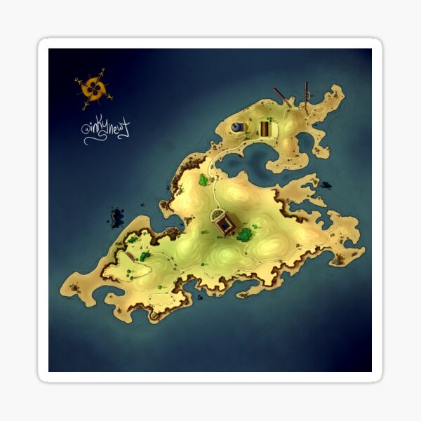 "3rd Layer Island Map" Sticker for Sale by inkynewt | Redbubble