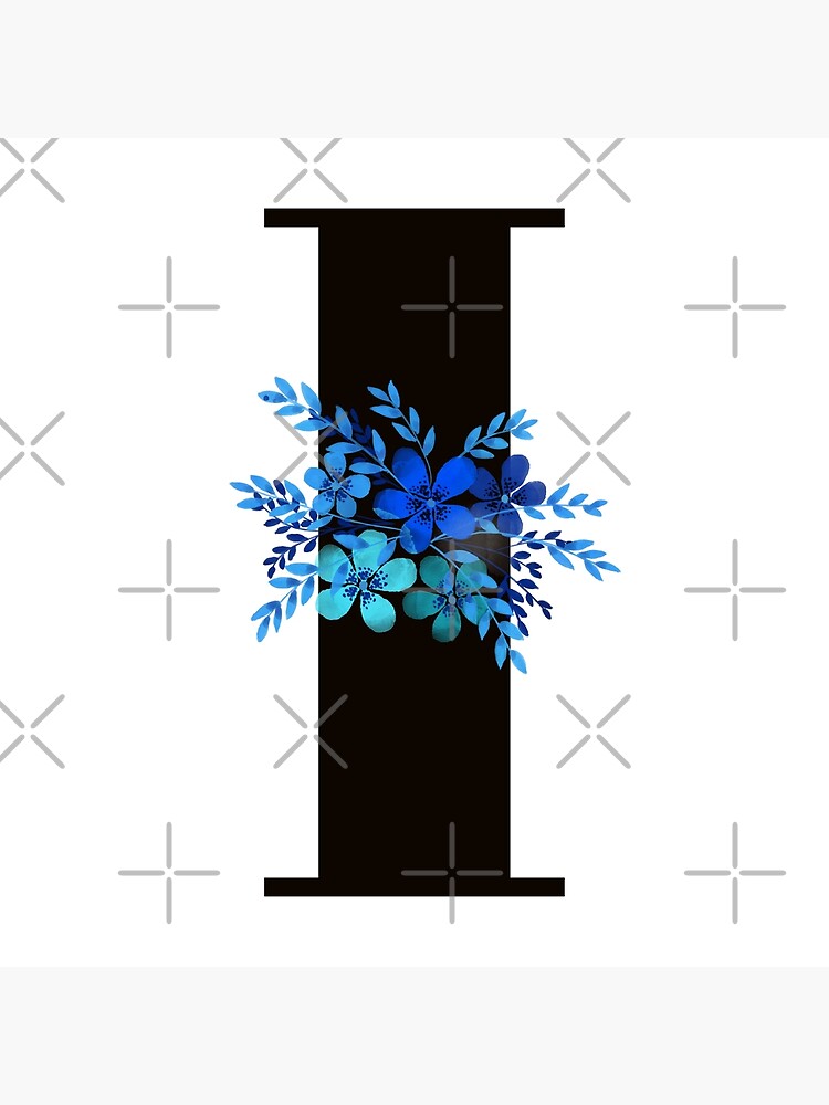 "letter i blue floral" Poster by atevern | Redbubble