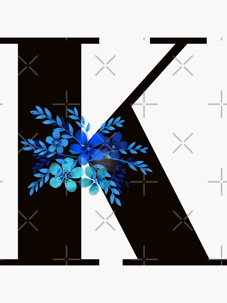"letter k blue floral" Sticker for Sale by atevern | Redbubble