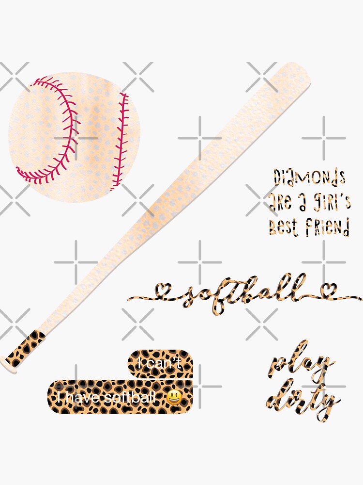 "Cheetah Animal Print Watercolor Softball Sticker Pack" Sticker for ...
