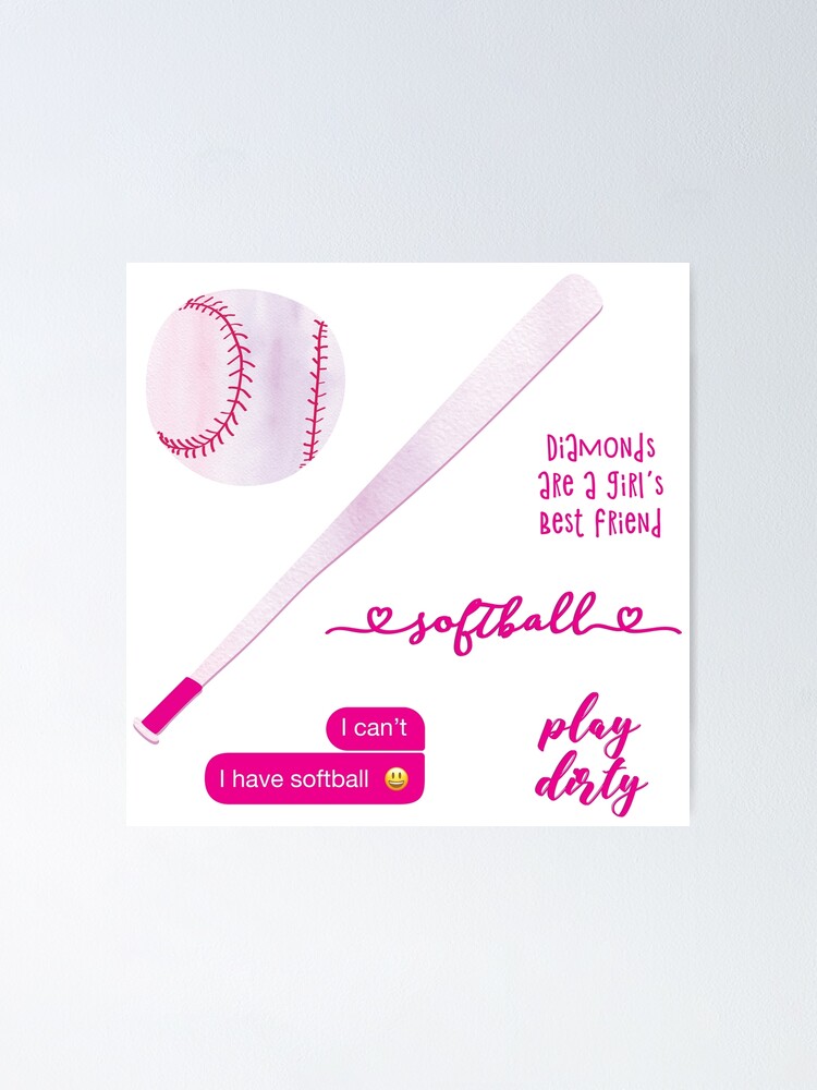 "Hot Pink Watercolor Softball Sticker Pack" Poster by The-Goods | Redbubble