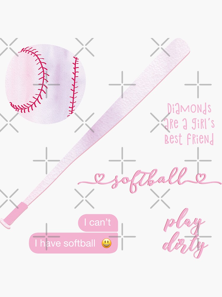 "Pink Watercolor Softball Sticker Pack" Sticker by The-Goods | Redbubble