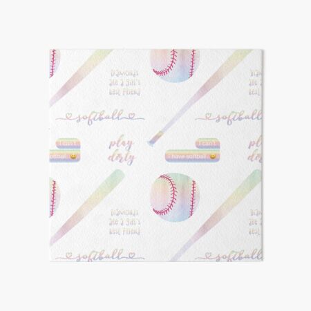 "Pastel Rainbow Watercolor Softball Sticker Pack" Art Board Print by ...