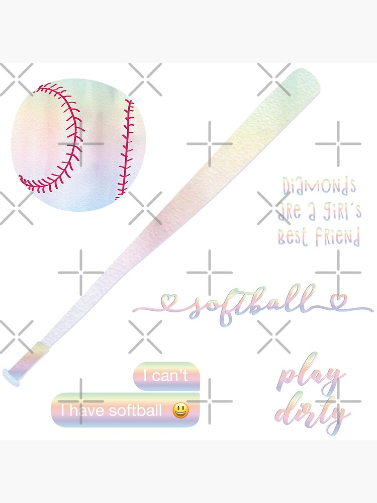 "Pastel Rainbow Watercolor Softball Sticker Pack" Poster for Sale by ...