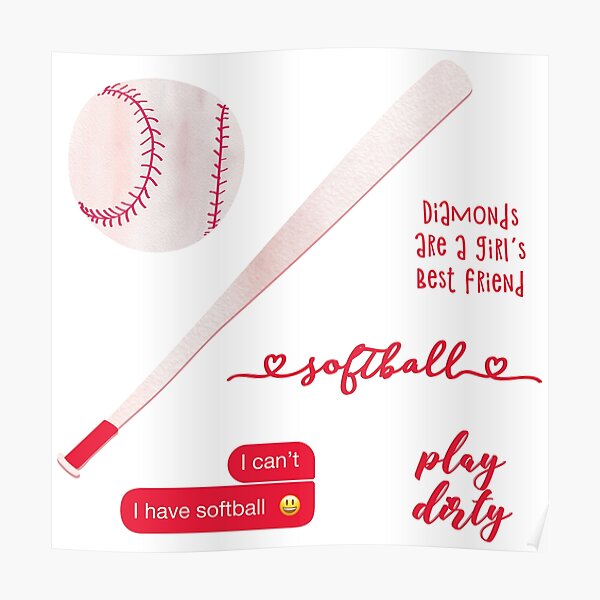 "Red Watercolor Softball Sticker Pack" Poster by The-Goods | Redbubble
