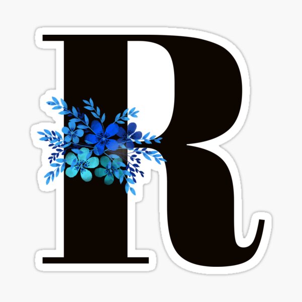 "letter r blue floral" Sticker for Sale by atevern | Redbubble