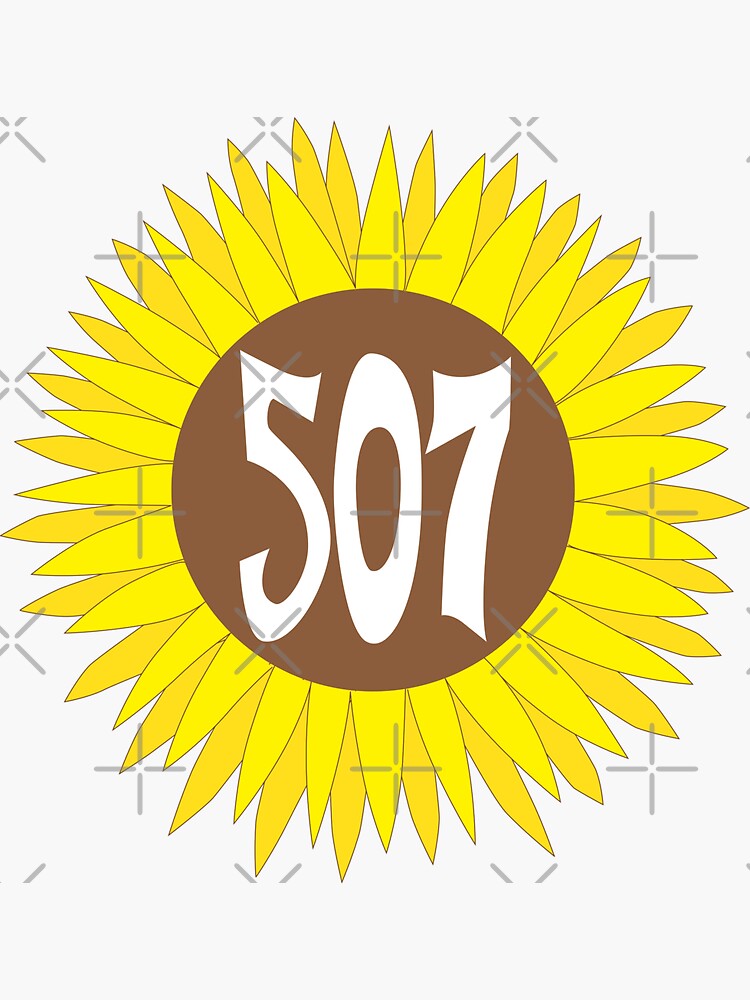 "Hand Drawn Minnesota Sunflower 507 Area Code" Sticker by itsrturn ...