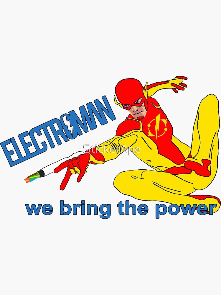 " Electroman; Electrician; Superhero;" Sticker by StickerApe | Redbubble