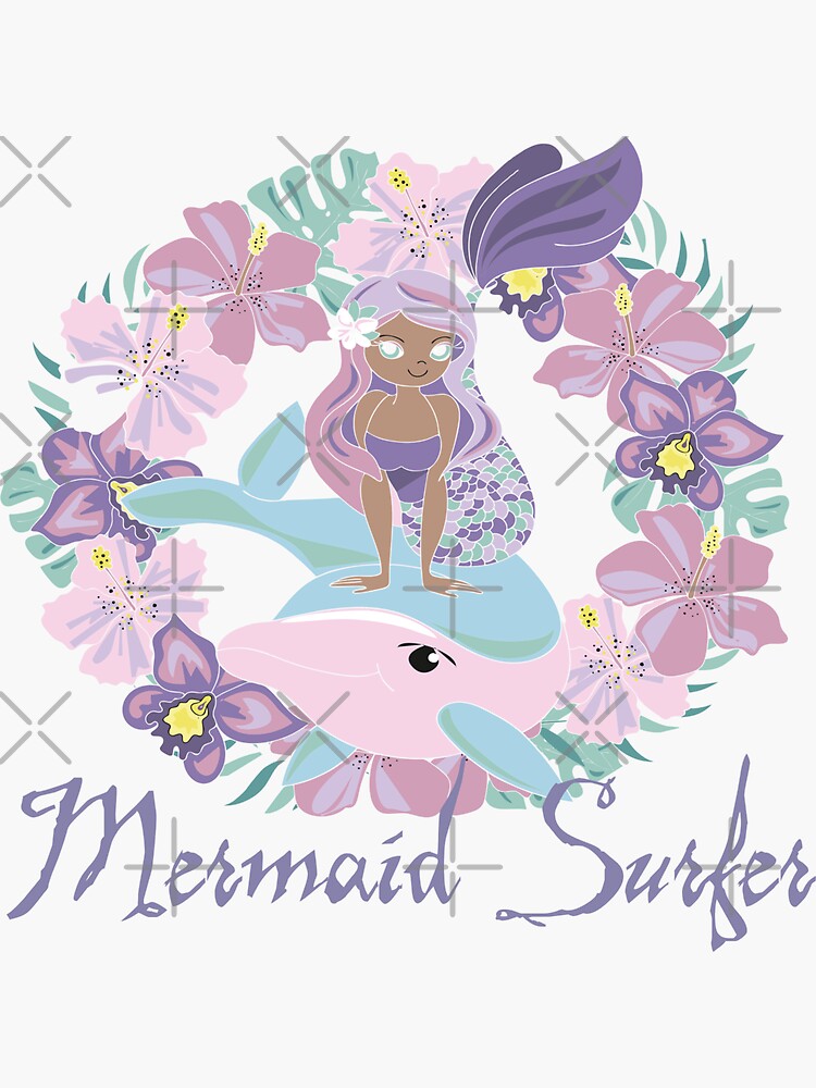 "Mermaid Surfer" Sticker by Ochic | Redbubble