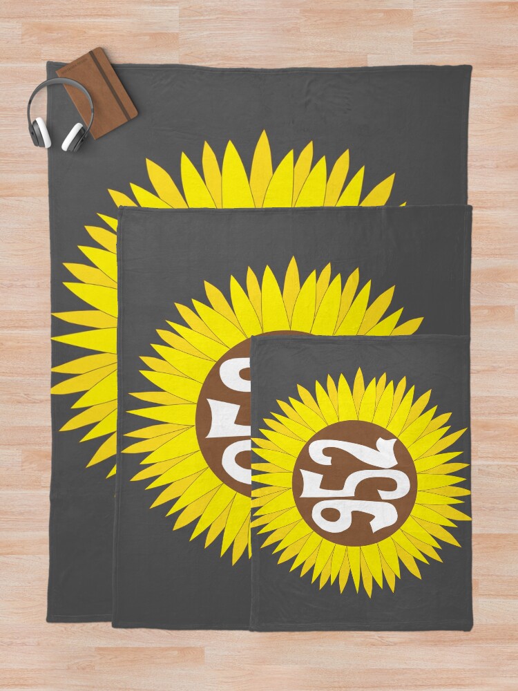 "Hand Drawn Minnesota Sunflower 952 Area Code " Throw Blanket for Sale ...