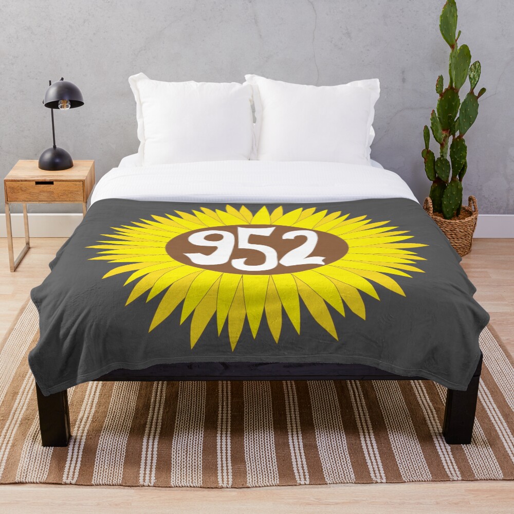 "Hand Drawn Minnesota Sunflower 952 Area Code " Throw Blanket for Sale ...