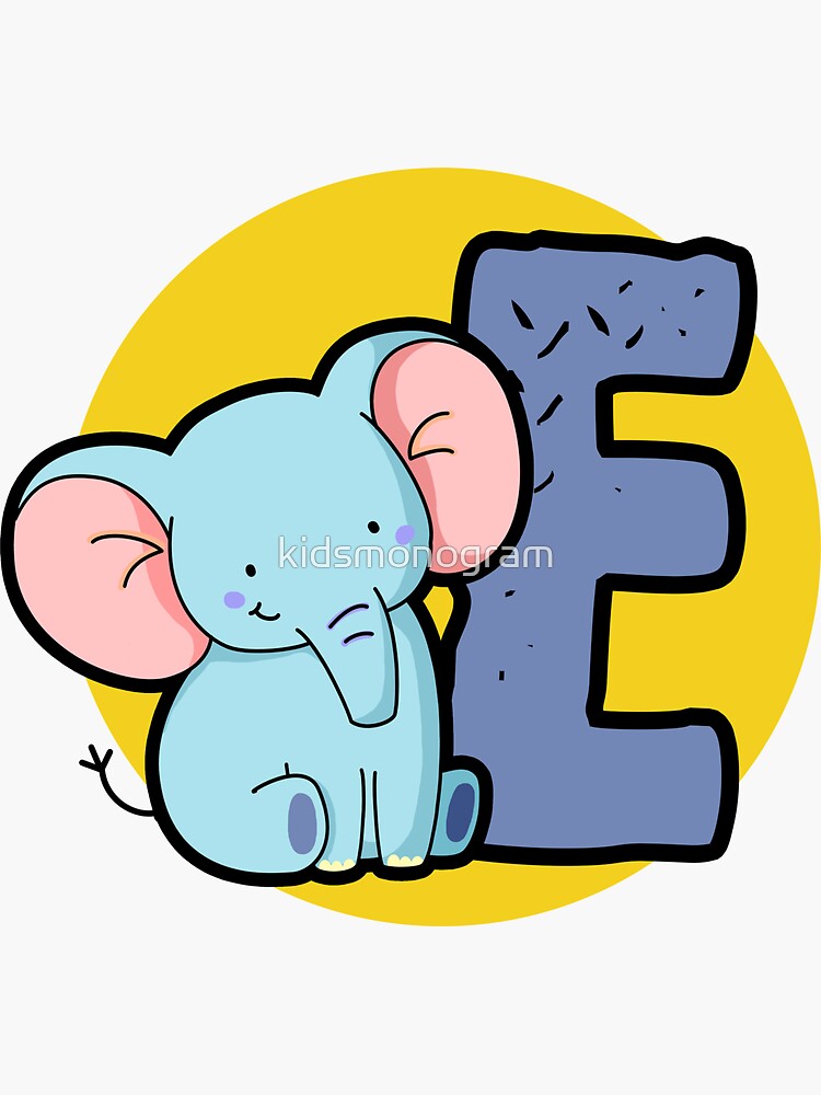 Pegatina «Alfabeto Letra E Lindo Bebé Elefante Azul» de kidsmonogram ...