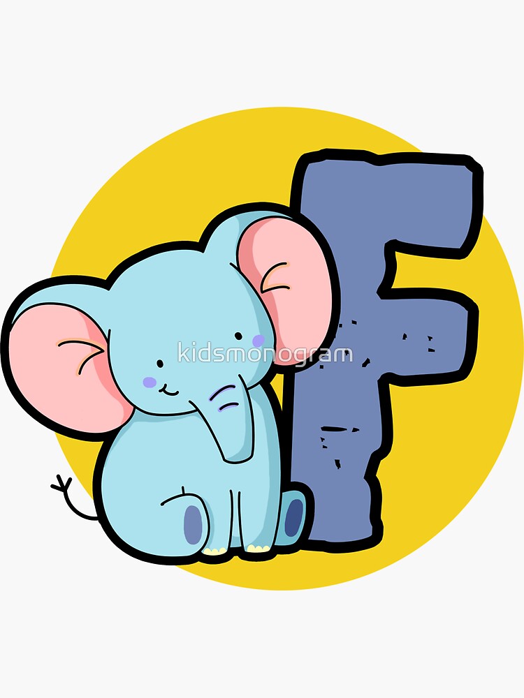 Pegatina «Alfabeto Letra F Lindo Bebé Elefante Azul» de kidsmonogram ...